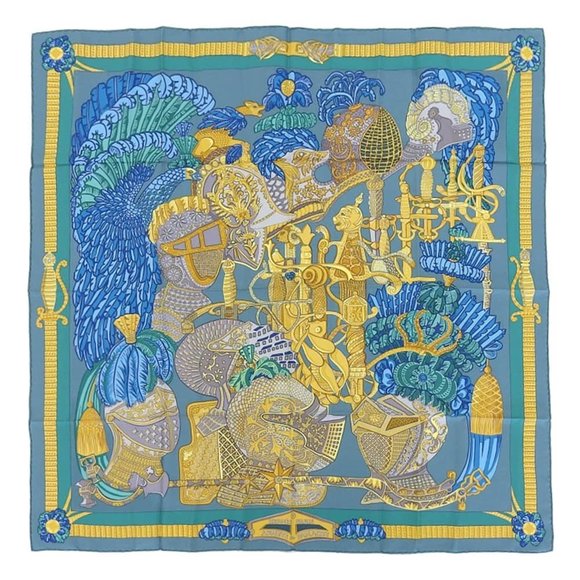 Hermes | Accessories | Hermes Carre 9 Armets Et Panache Feather Cavalry ...